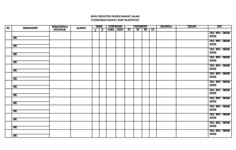 Buku Register Pasien Rawat Jalan | PDF