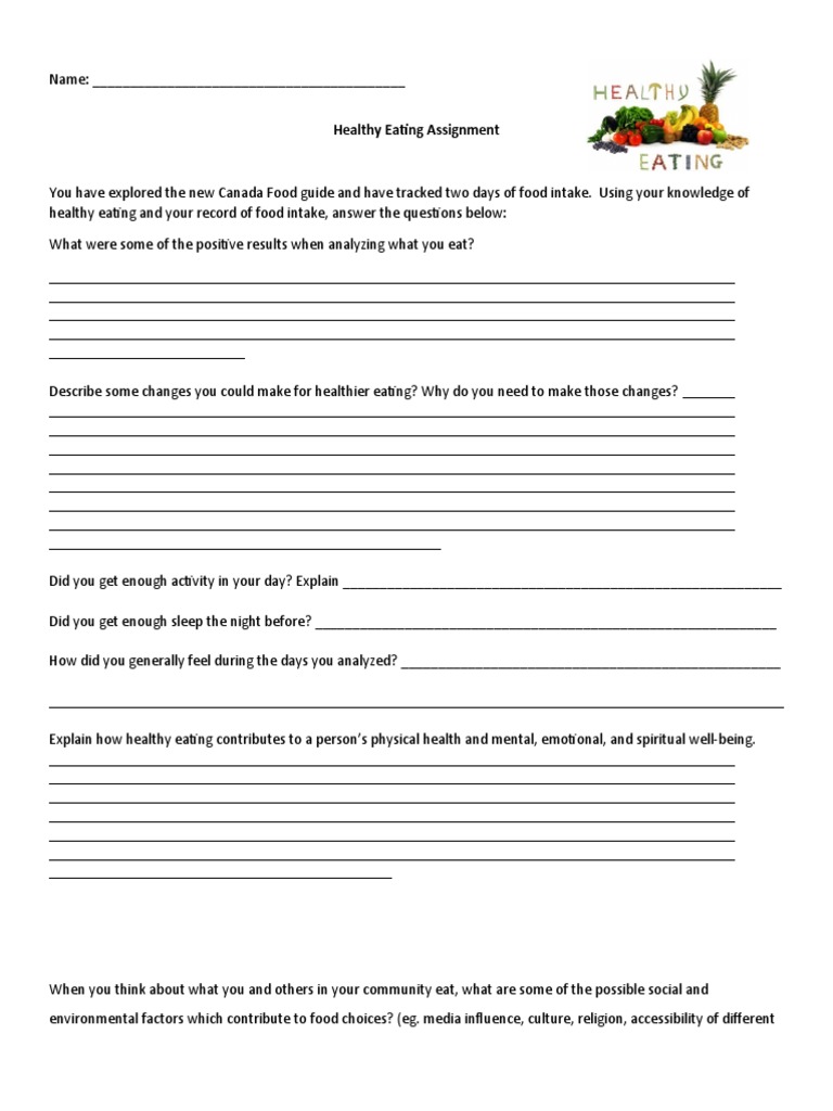 Healthy Eating Assignment 2020 | Download Free PDF | Human Nature ...