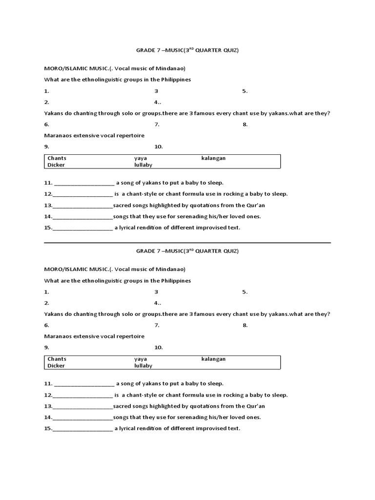 GRADE 7 Quiz 3rd Q | PDF