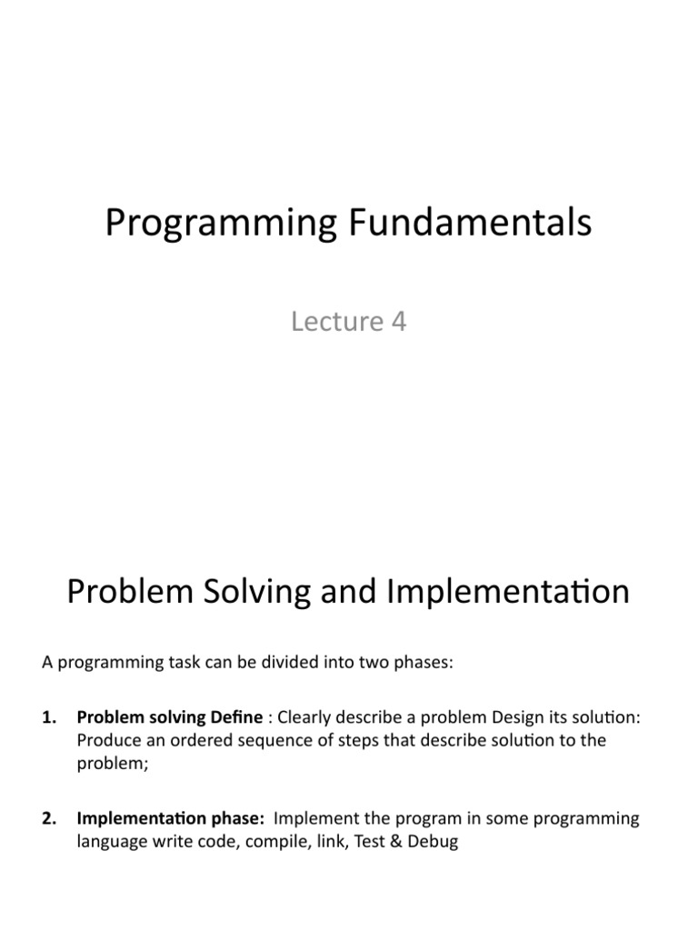 COSC1101 - Programming Fundamentals Lec4 | Download Free PDF | Computer Program | Programming