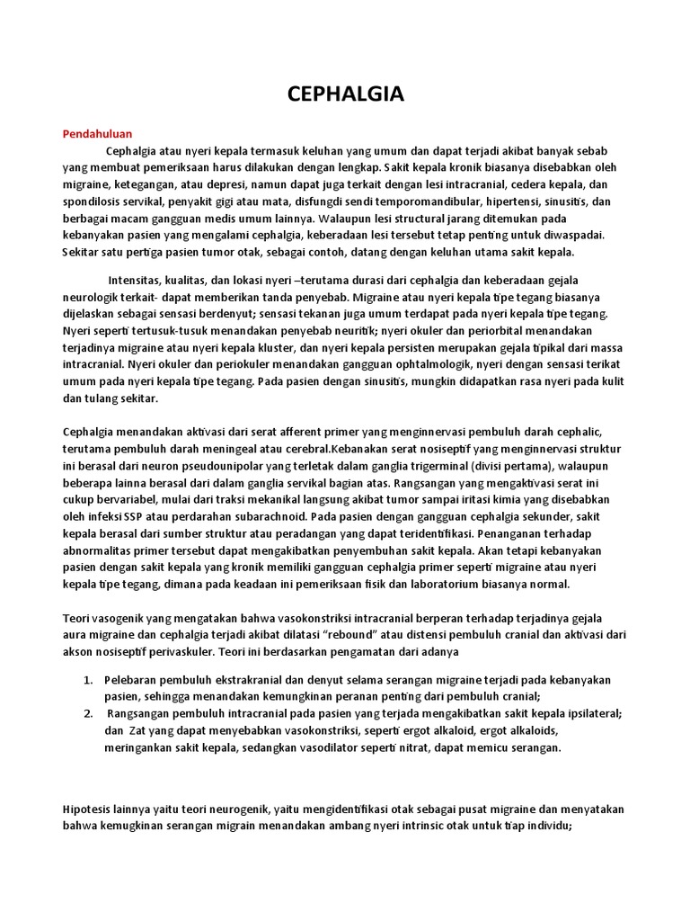 CEPHALGIA | PDF | Kesehatan Holistik | Sains & Matematika
