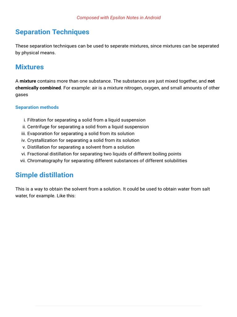 Separation Techniques | PDF | Distillation | Solution