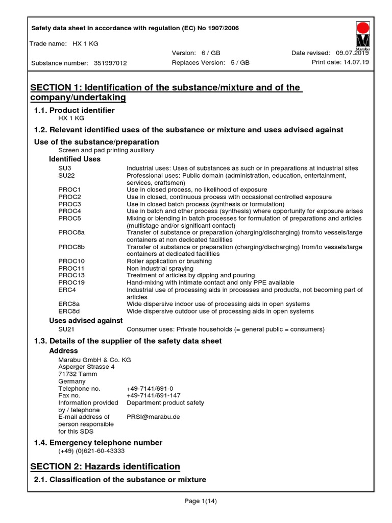 MSDS Hardener - HX | Download Free PDF | Toxicity | Dangerous Goods