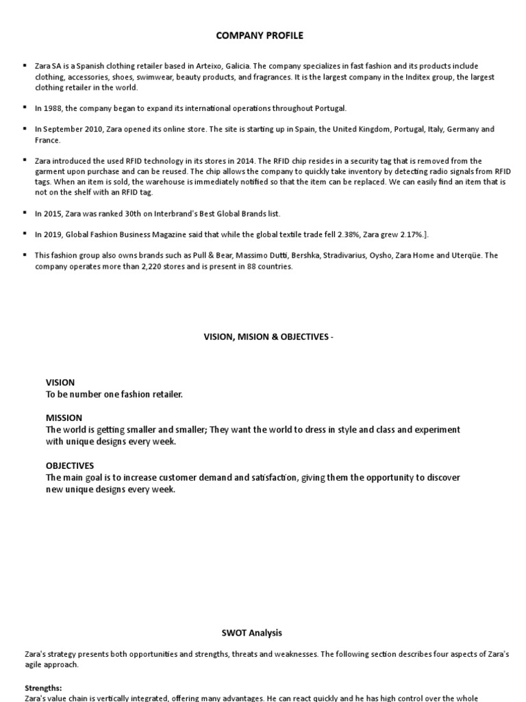Zara Company Profile and Strategy Overview | PDF | Quantitative ...