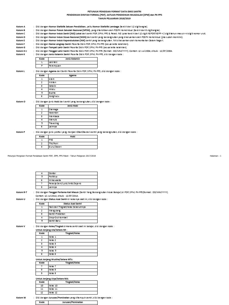 Form Santri PPS - SPM - PDF Depag SMA | PDF