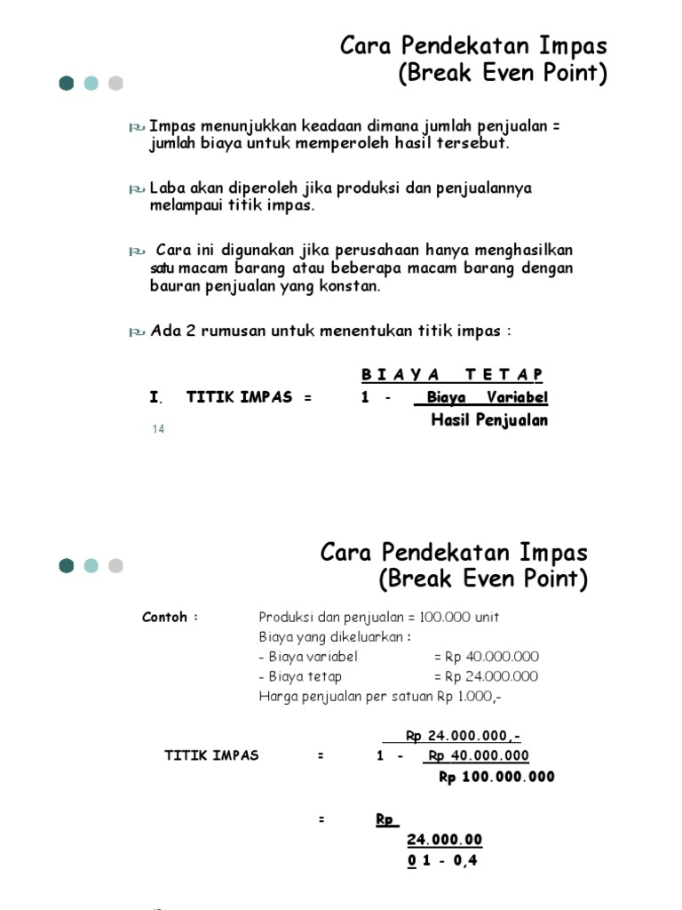 Contoh Perhitungan BEP & Produk Jamak | PDF
