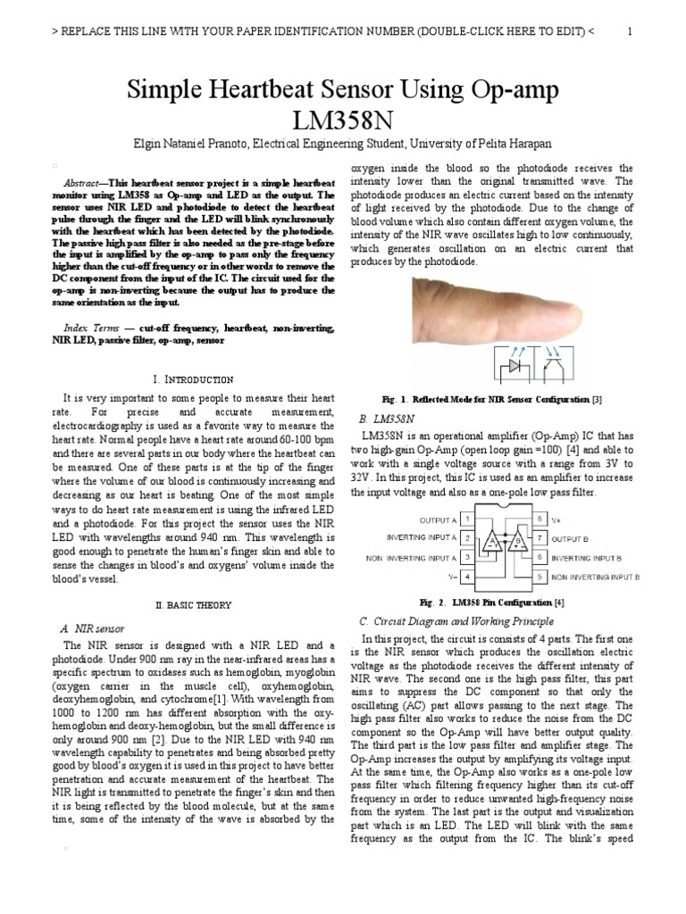 Simple Heartbeat Sensor Using LM358N - Elgin Nataniel - 01032180022 ...