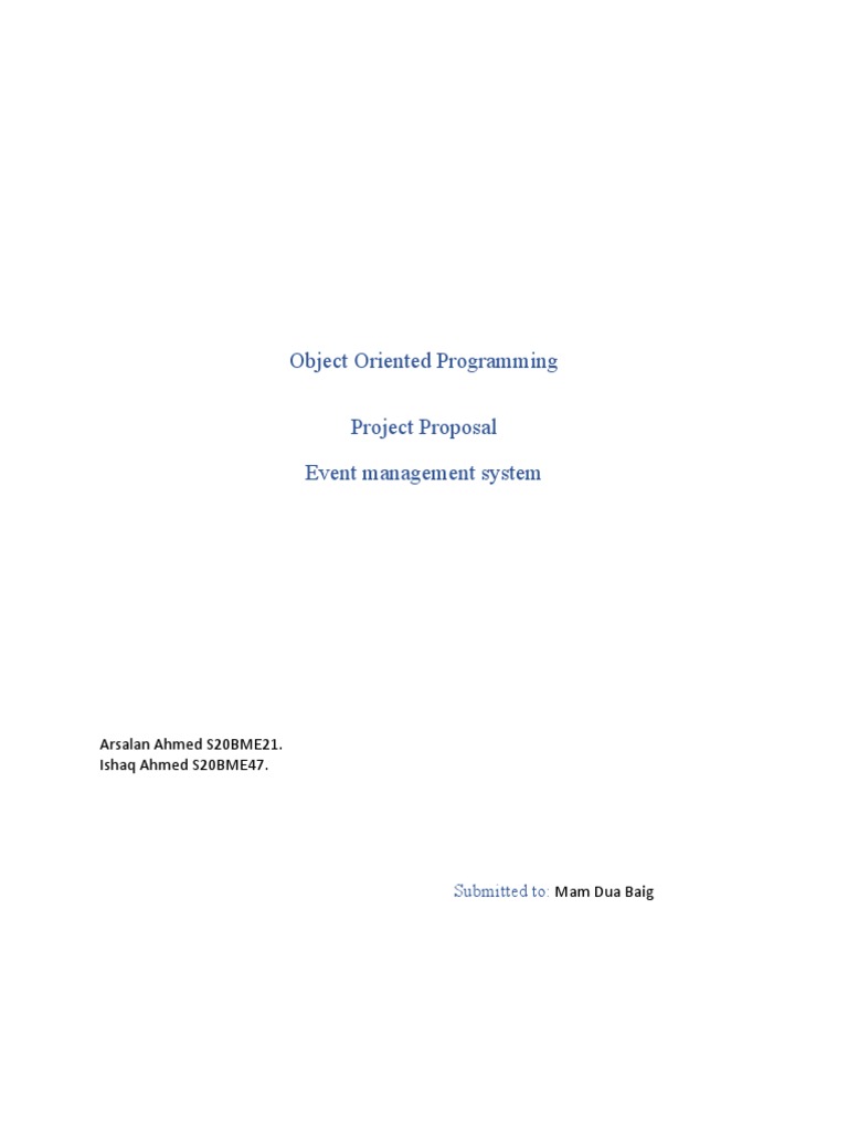 Object Oriented Programming Project Proposal Event Management System | PDF | Computers