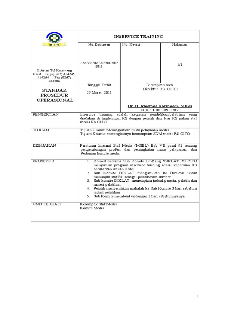 SOP Inservice Training | PDF