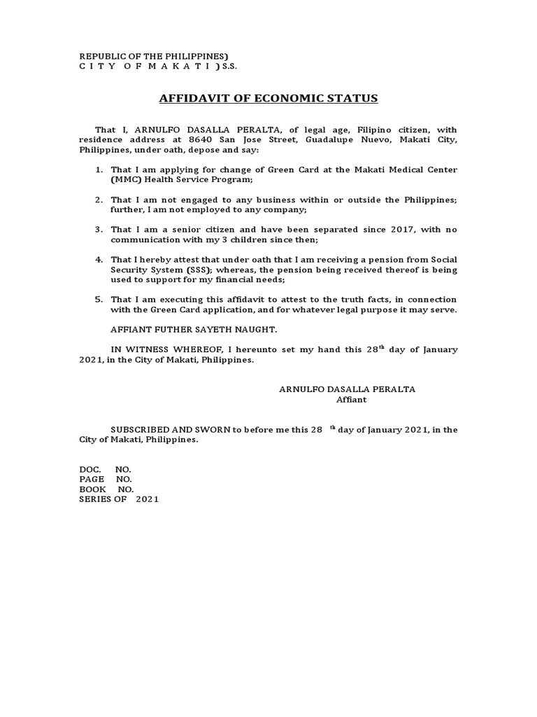 Affidavit of Economic Status | PDF