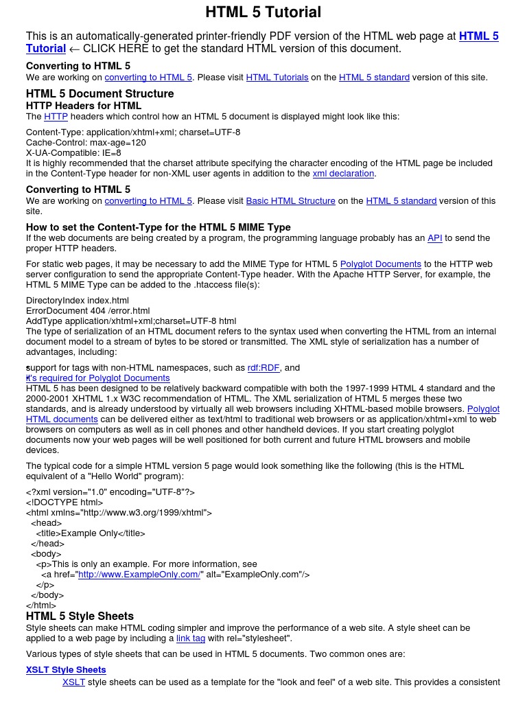 HTML 5 Document Structure | PDF | Cascading Style Sheets | Xslt
