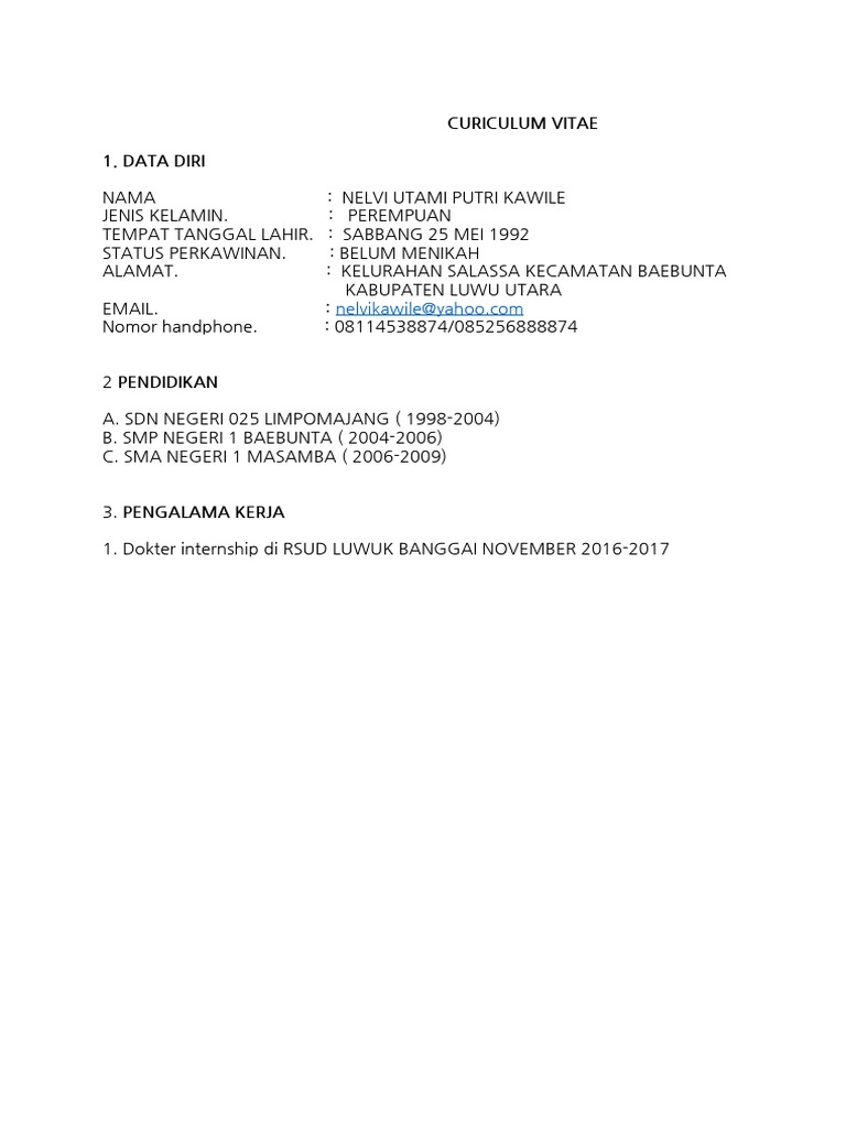 Data Diri | PDF | Pengembangan Diri