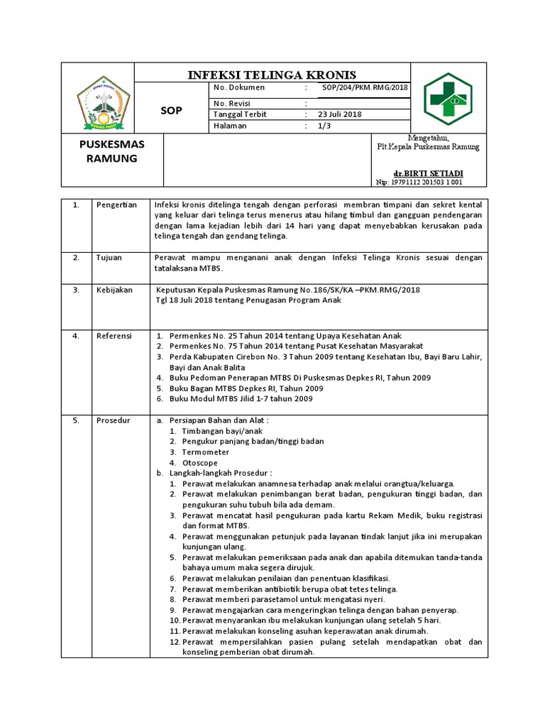 9.SOP Infeksi Telinga Kronis | PDF