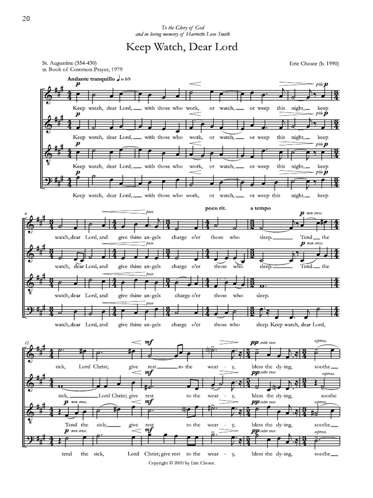 CHOATE ERIC Keep Watch Dear Lord SATB Voices 8 | PDF