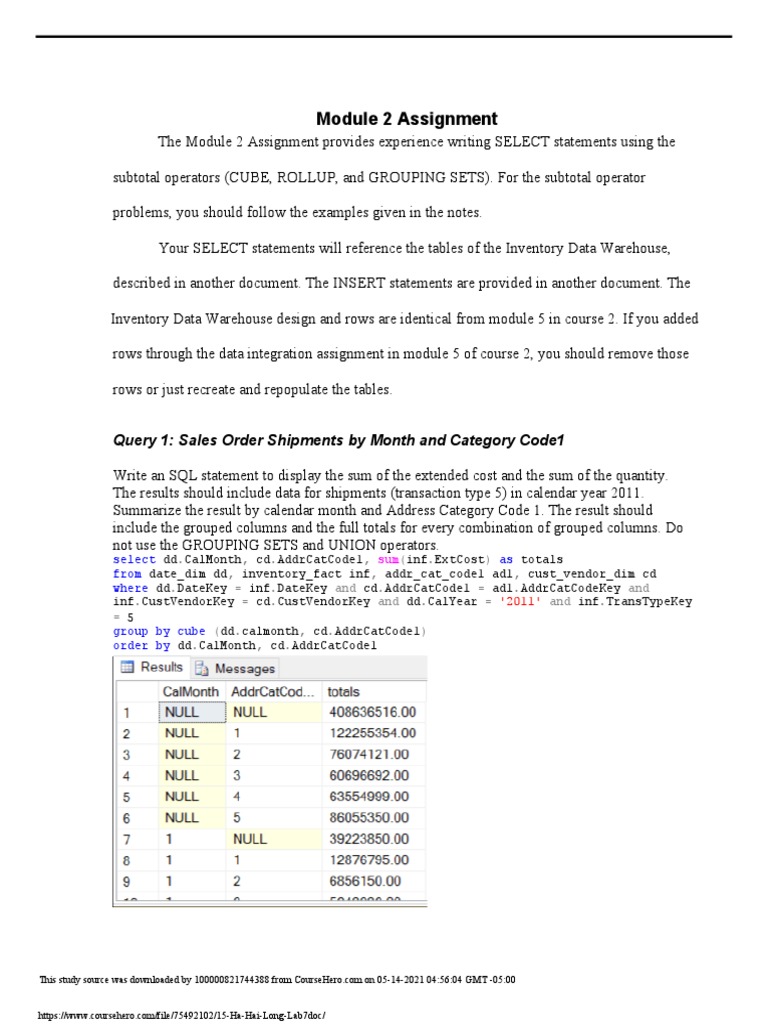 Analyzing Inventory Data Warehouse Transactions Using Subtotal Operators and Rewriting Queries ...