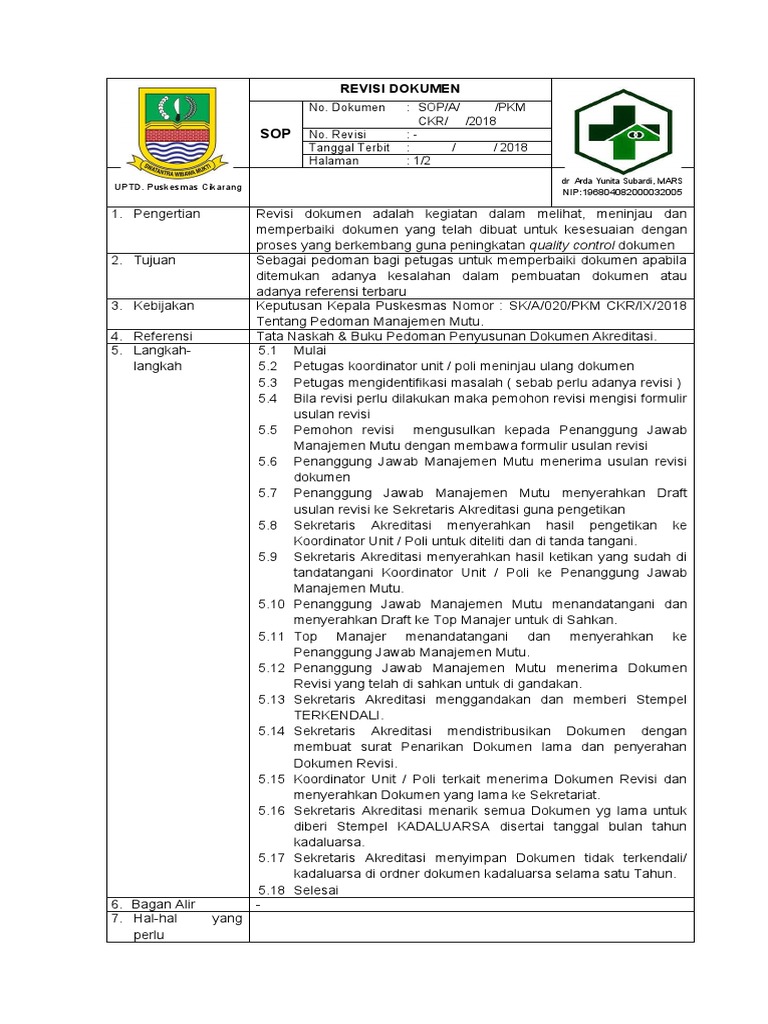 Prosedur Revisi Dokumen SOP | PDF