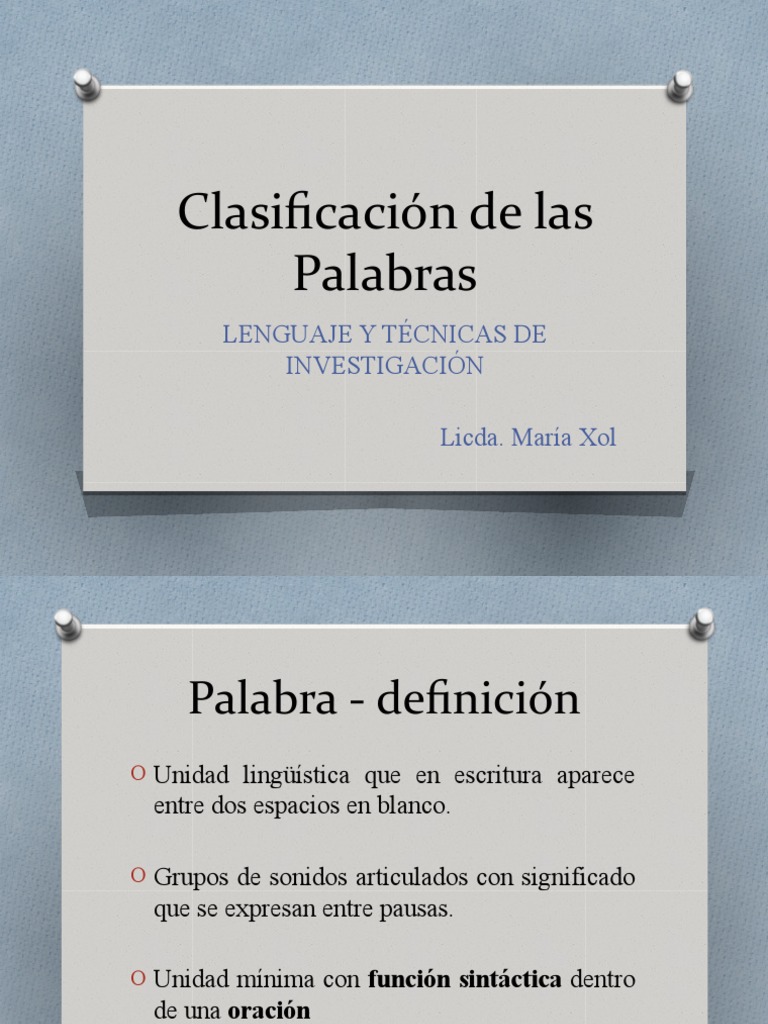 Clasificación de Las Palabras | PDF | Verbo | Mecánica del lenguaje