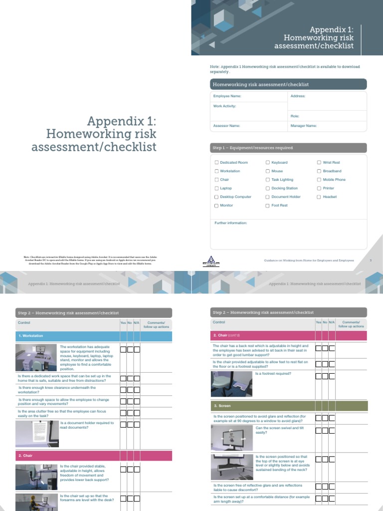 Appendix 1: Homeworking Risk Assessment/checklist | PDF | Chair ...