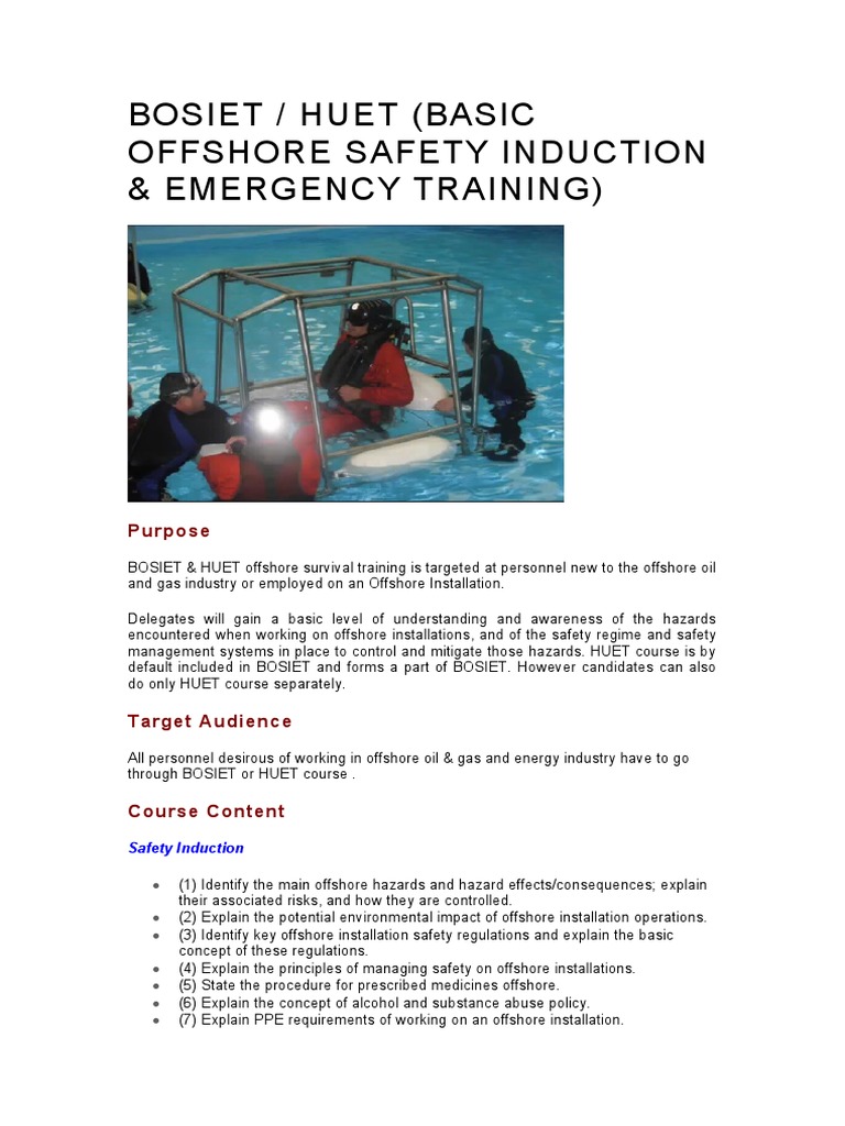 Bosiet / Huet (Basic Offshore Safety Induction & Emergency Training ...
