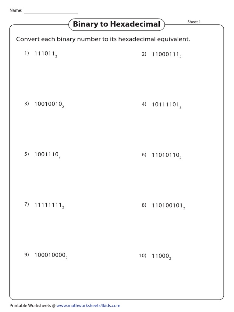 Binary To Hexadecimal 1 | PDF
