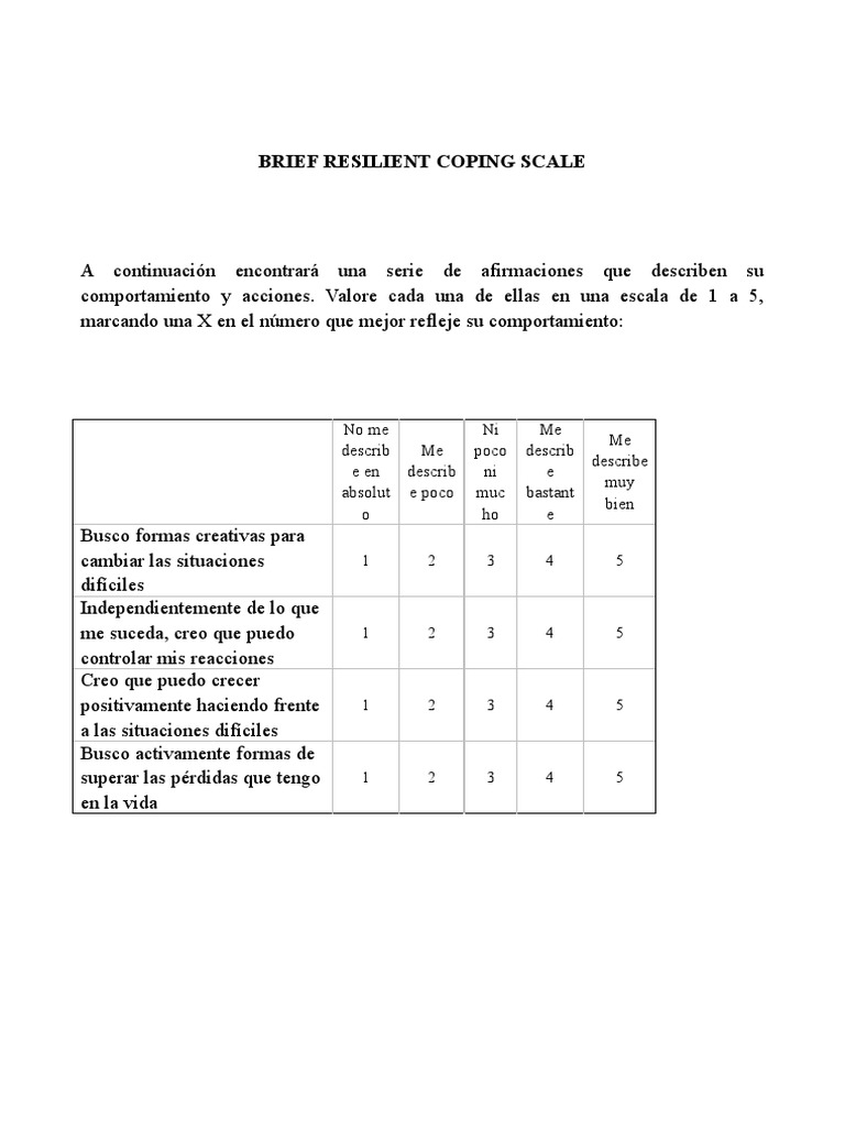 Brief Resilient Coping Scale | PDF
