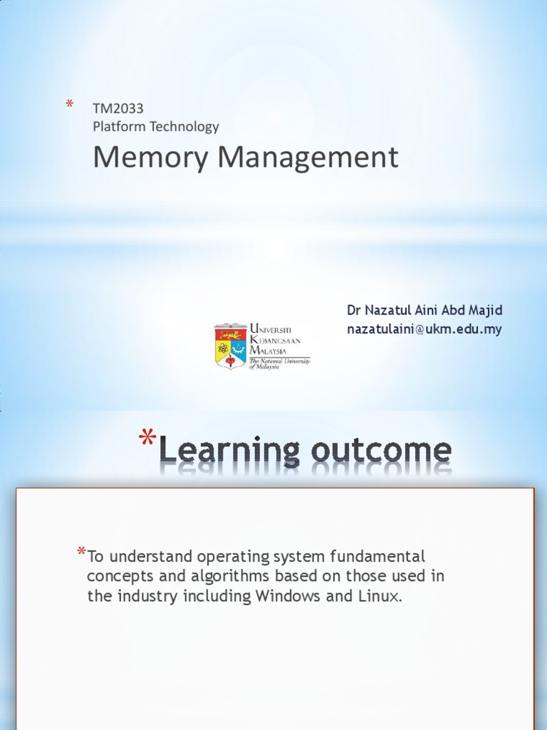 Lecture 7-OS - MemoryManagement | PDF | Process (Computing) | Computer Programming