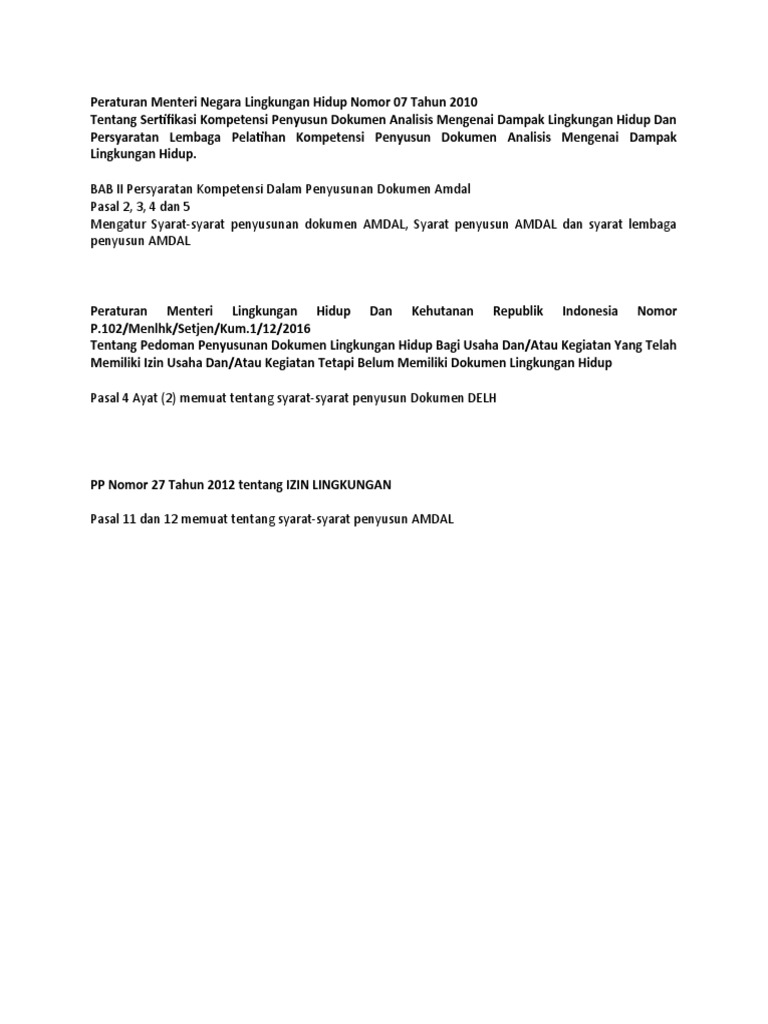 Peraturan Penyusun AMDAL | PDF