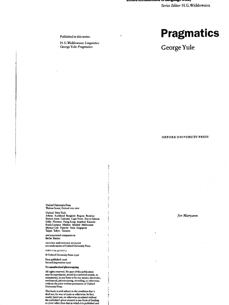 Pragmatics by George Yule Compressed | PDF