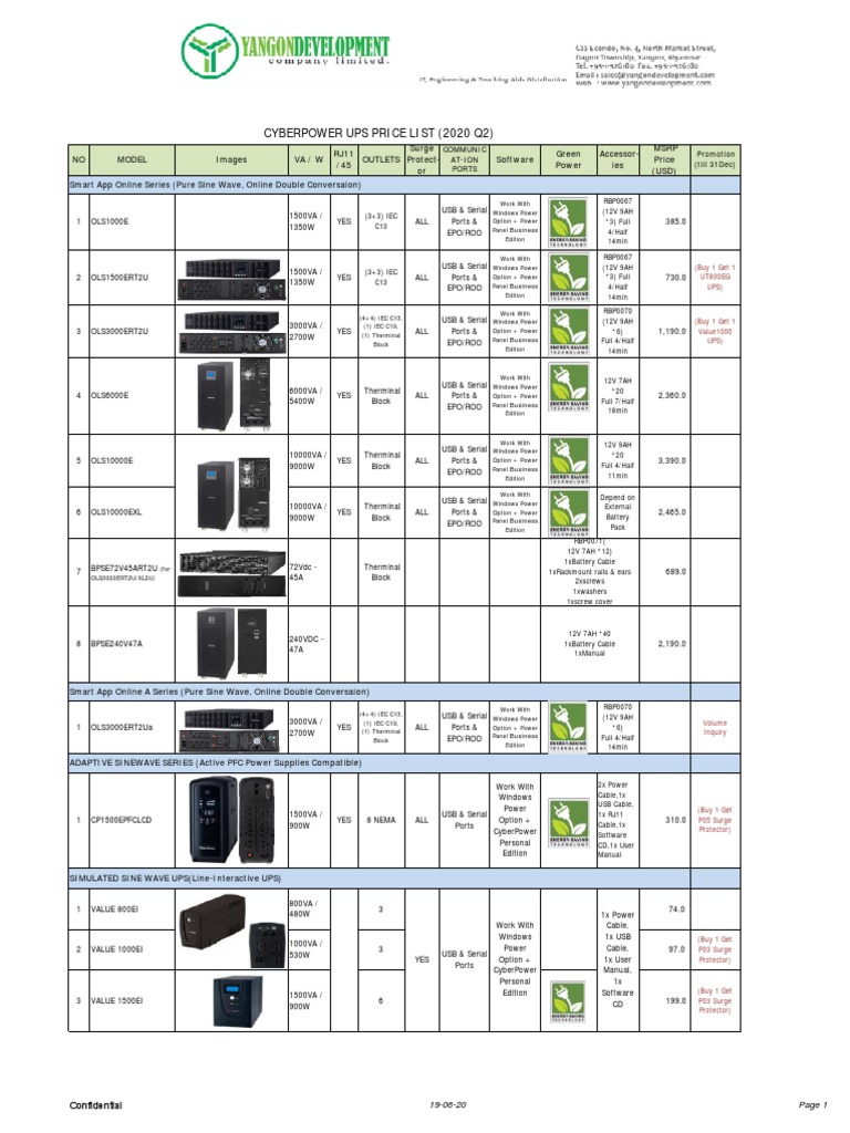 Cyberpower Ups Price List (2020 Q2) : Communic At-Ion Ports Promotion ...