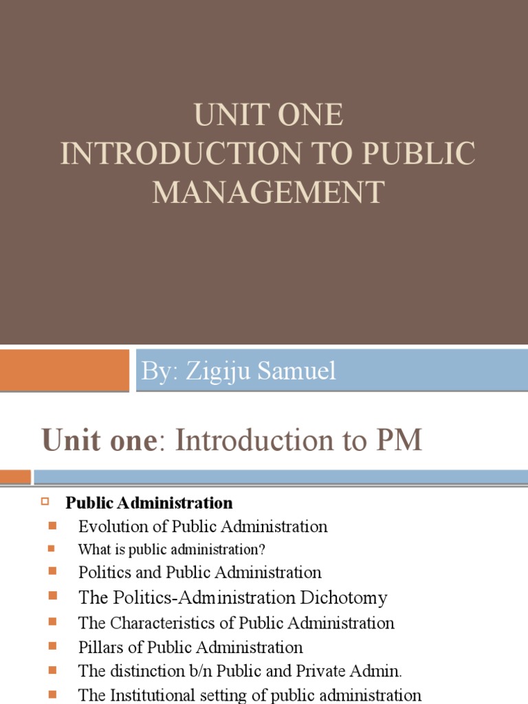 Unit One Introduction To Public Management: By: Zigiju Samuel | PDF ...
