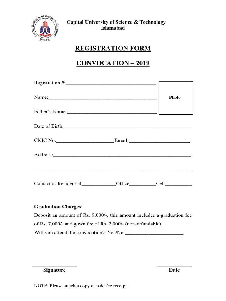 Convocation Registration Form | PDF