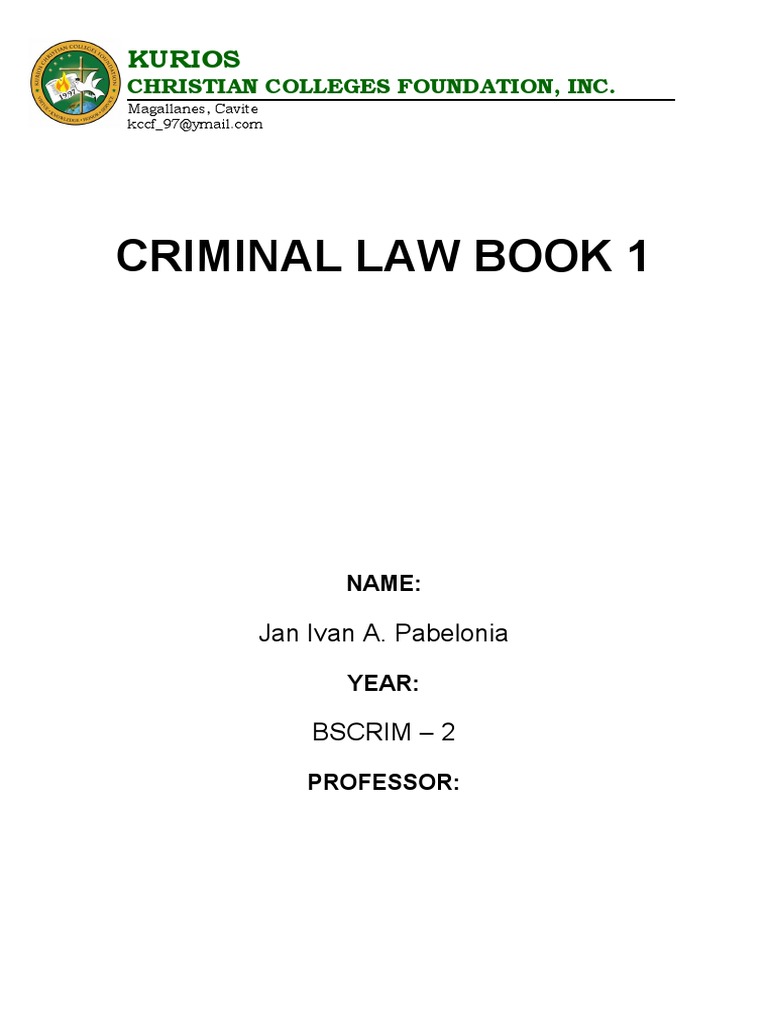 Criminal Law Book 1: Kurios | PDF | Crime & Violence | Crime Thriller