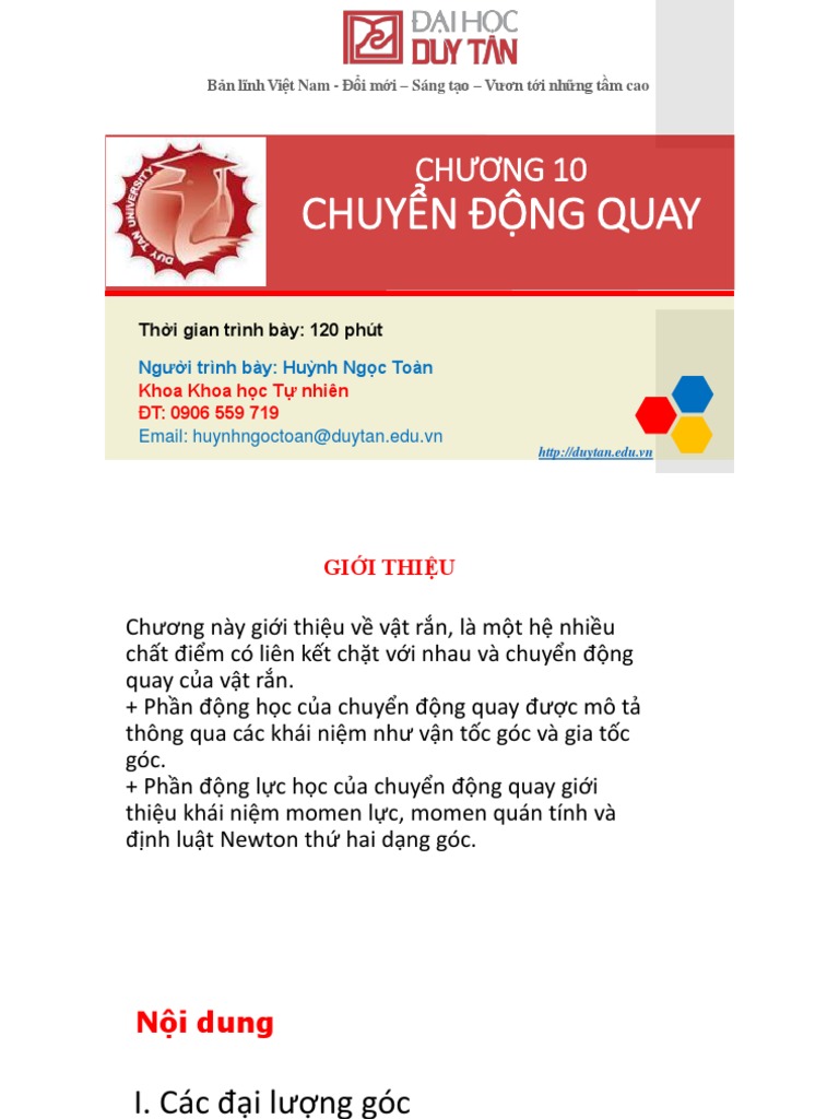 PHY 101 - Vat Li Dai Cuong A1 - Tieng Viet - 2020S - Lecture Slides ...