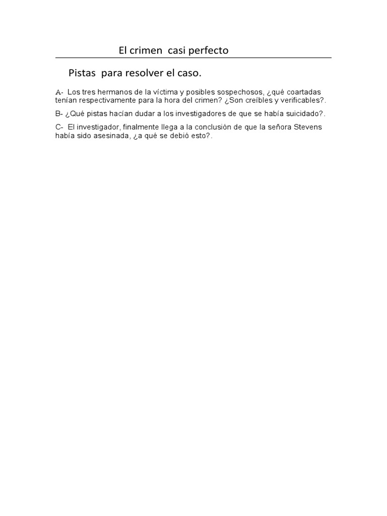 Actividad Crimen Casi Perfecto | PDF