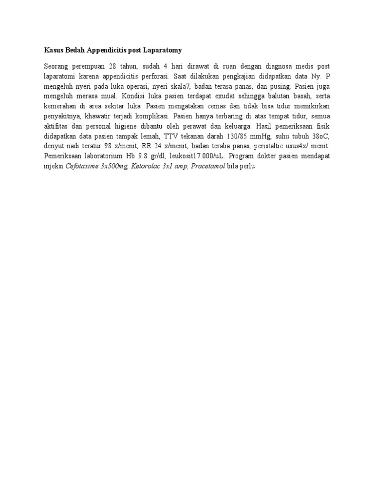 Kasus Bedah Appendicitis Post Laparatomy | PDF