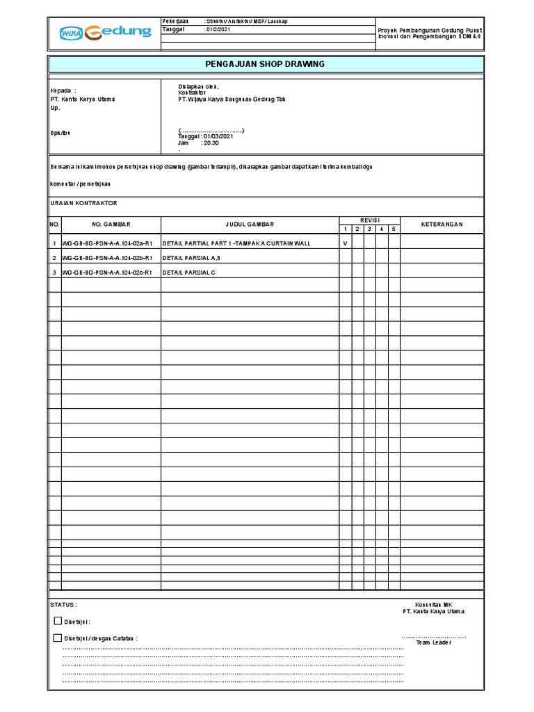 Pengajuan Shop Drawing | PDF
