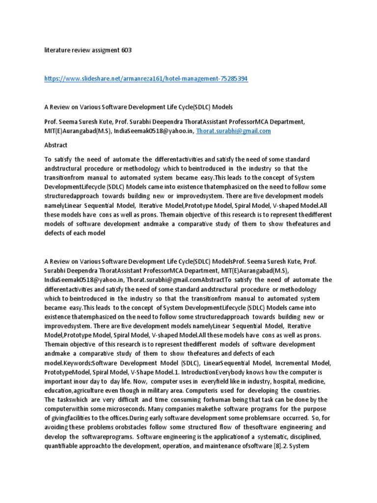 Literature Review Assigment 603 | PDF | Software Development Process | Information Age