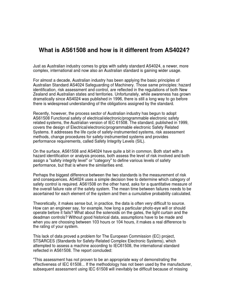 AS4024 Vs IEC61508 Differences | PDF | Engineering | Computing