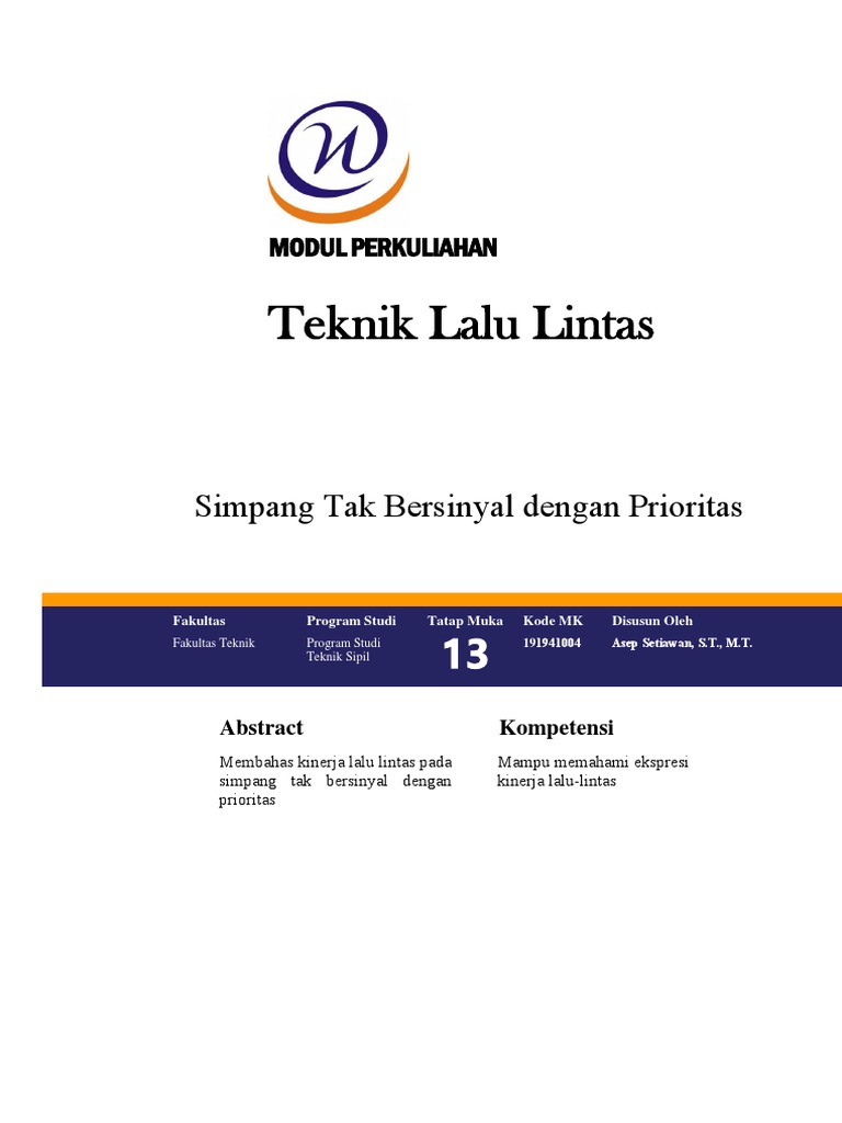 Modul 13 Analisis Simpang 4 Tak Bersinyal | PDF