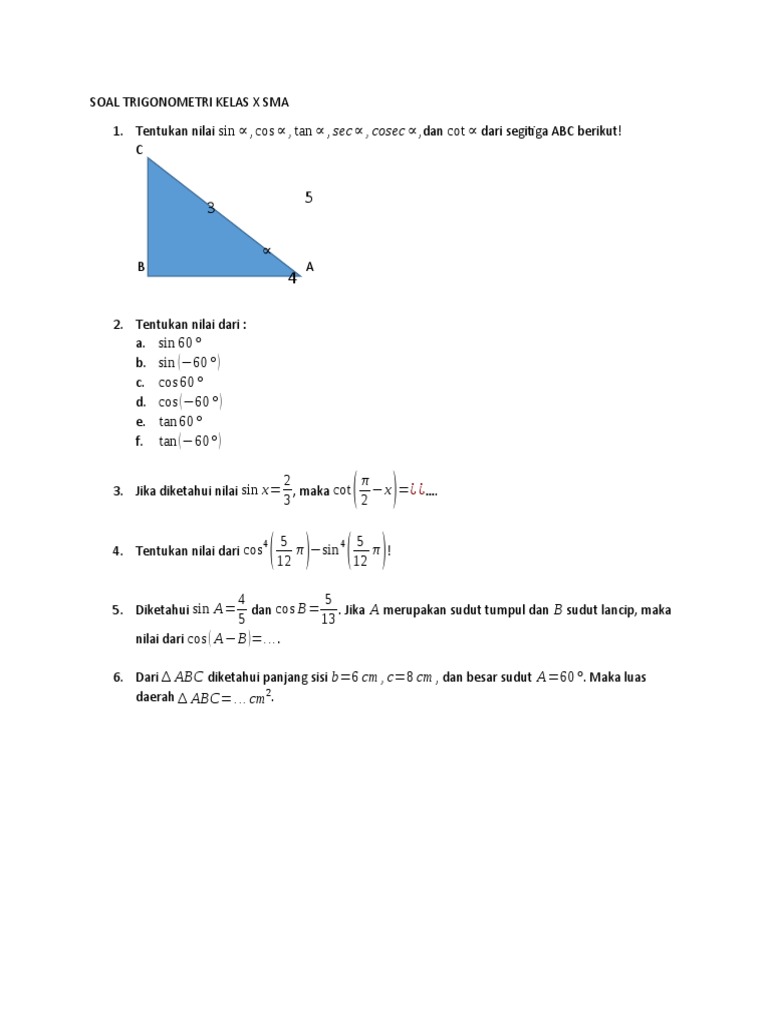 Soal Trigonometri Kelas X Sma | PDF