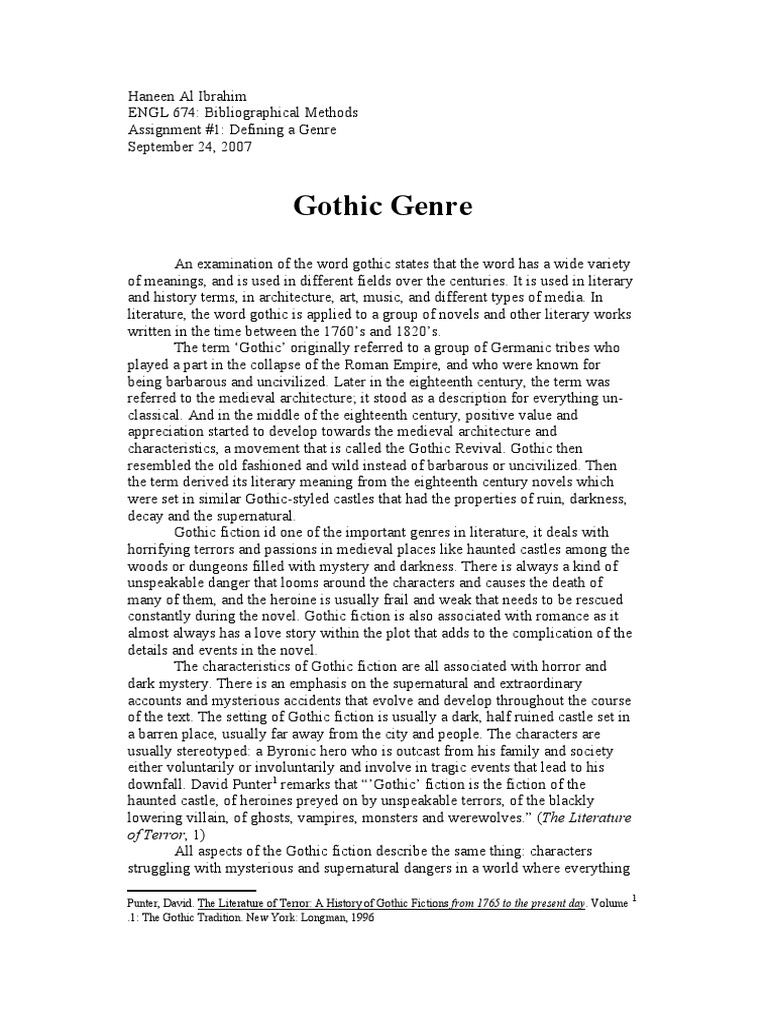 Gothic Genre Assignment | PDF | Gothic Fiction | Courtship