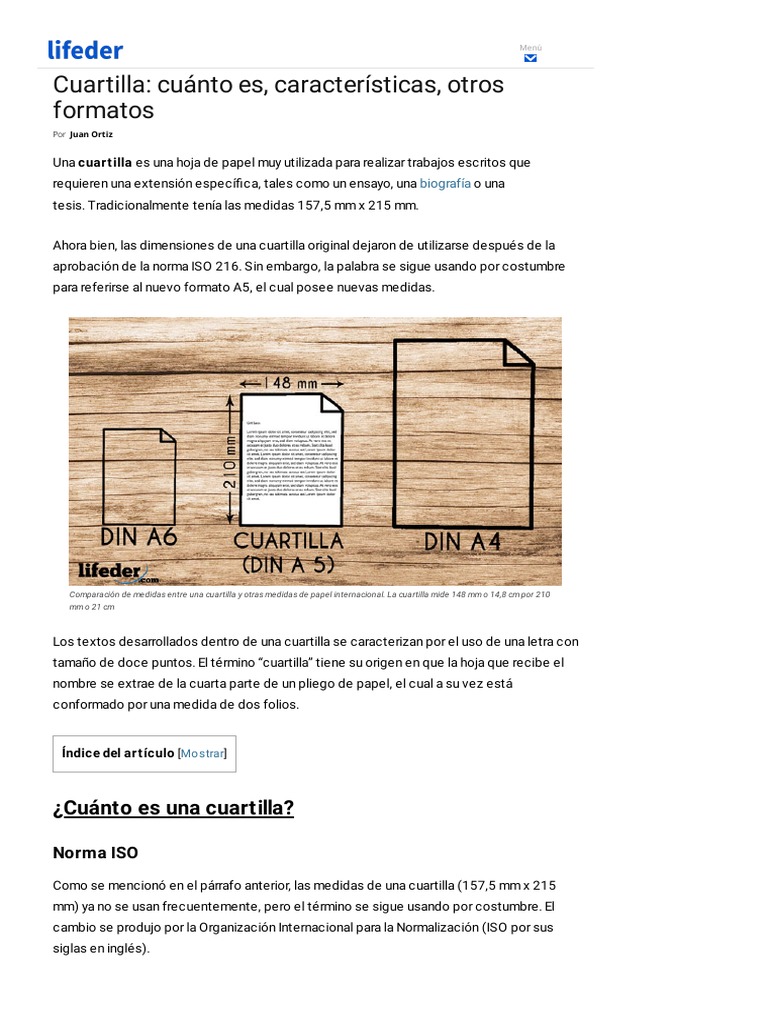 Cuartilla - Cuánto Es, Características, Otros Formatos | Descargar ...