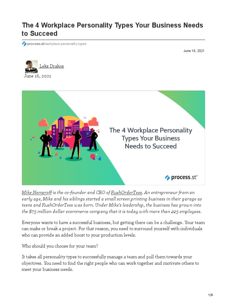 The 4 Workplace Personality Types Your Business Needs To Succeed | PDF ...