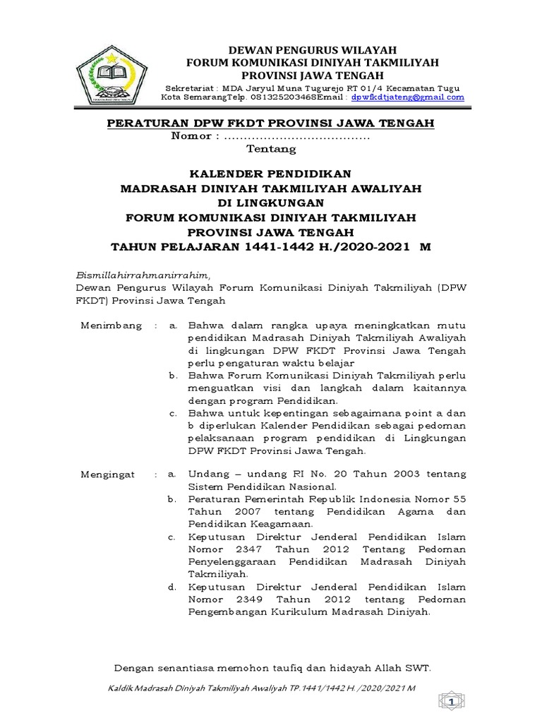 Buku Kaldik Mda 2020-2021 DPW Final | PDF | Karier & Perkembangan | Bisnis