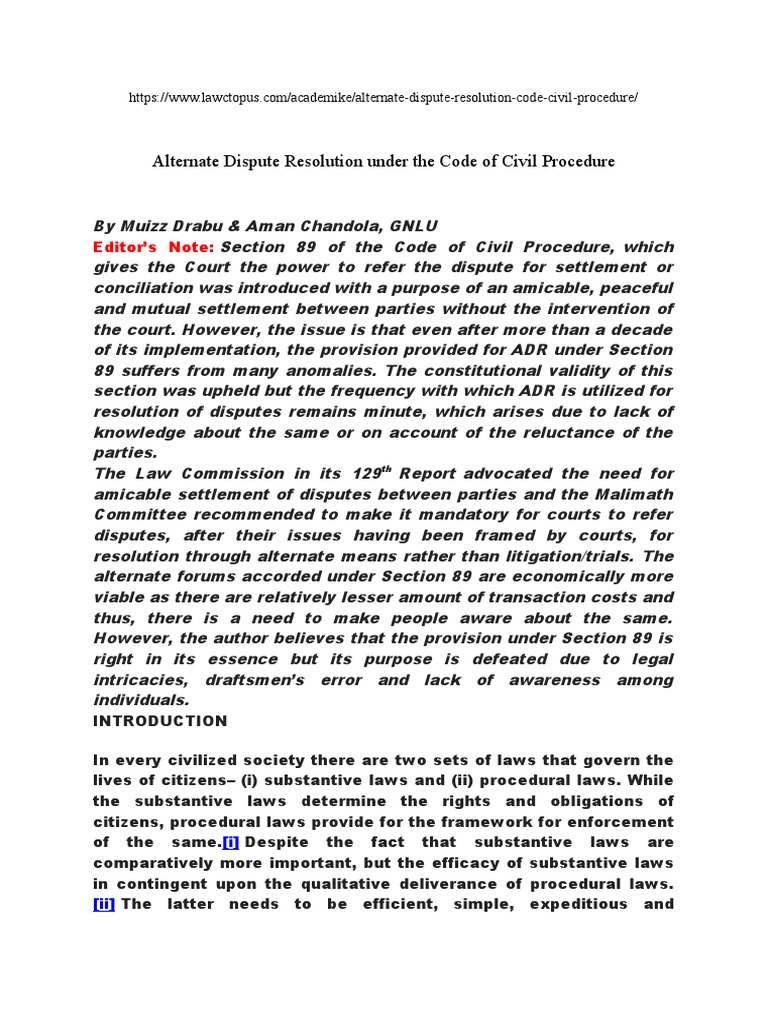 Adr in CPC, Materials | PDF | Alternative Dispute Resolution | Arbitration