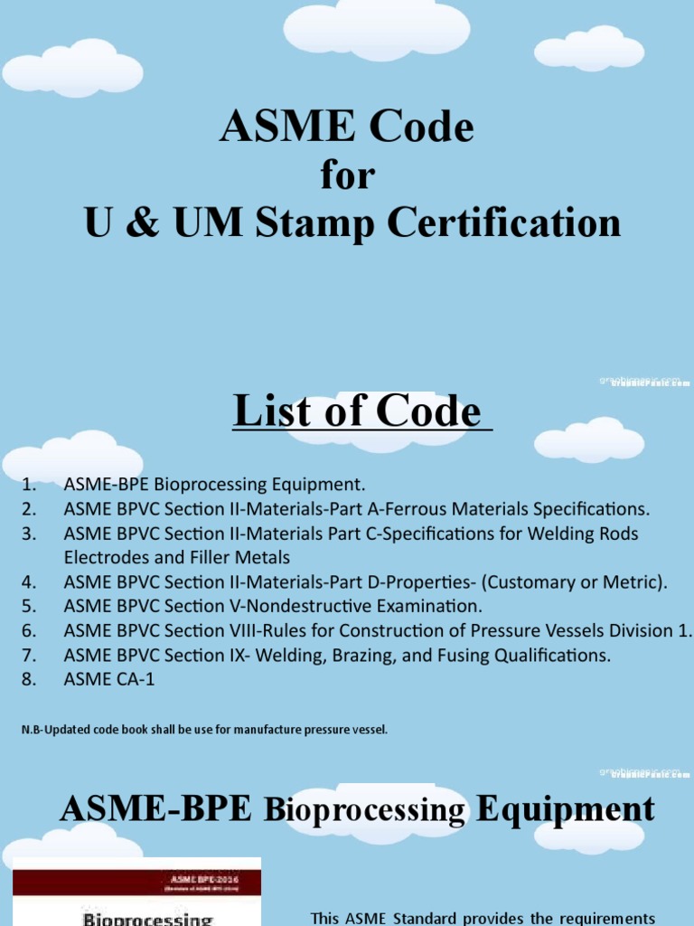 Code & Standard For ASME U & Stamp. | PDF | Steel | Pipe (Fluid Conveyance)