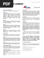 Holcim Portland Cement Type 1 Specs | PDF | Concrete | Cement