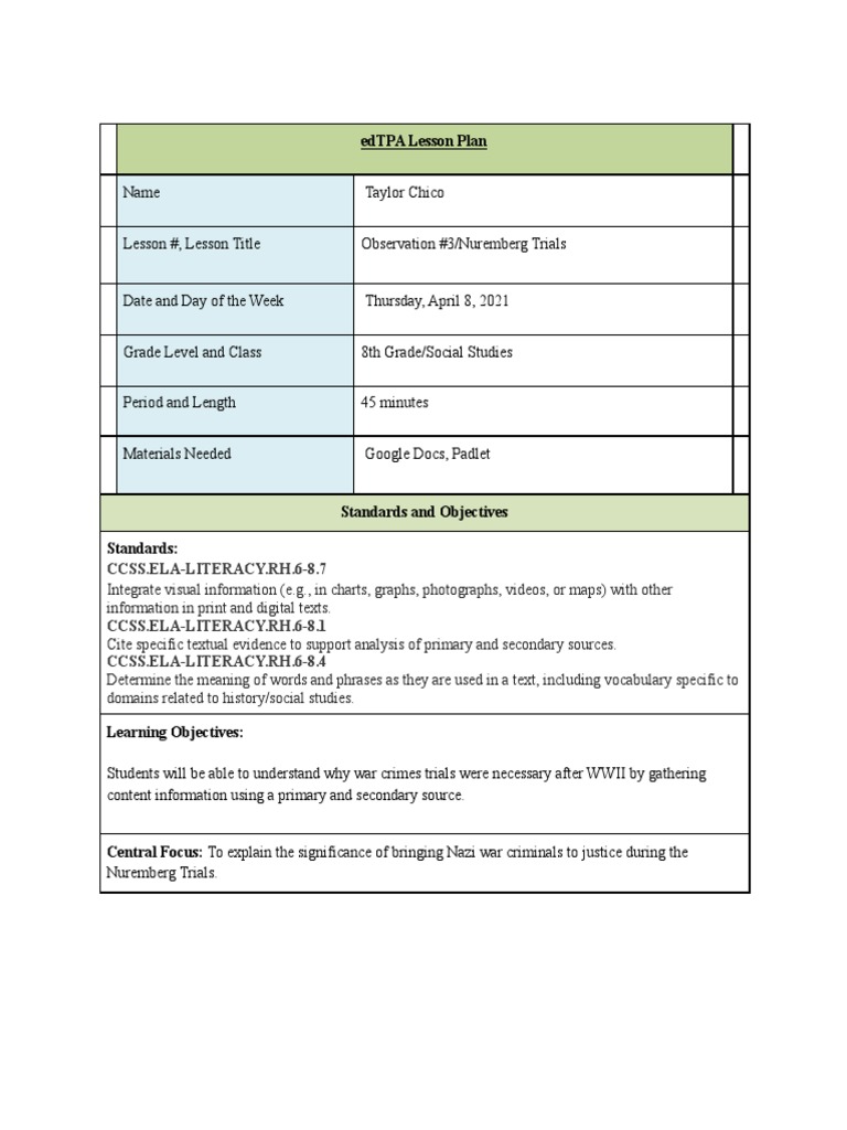 Nuremberg Trials Lesson Plan 1 | PDF | Nuremberg Trials | Nazi Germany
