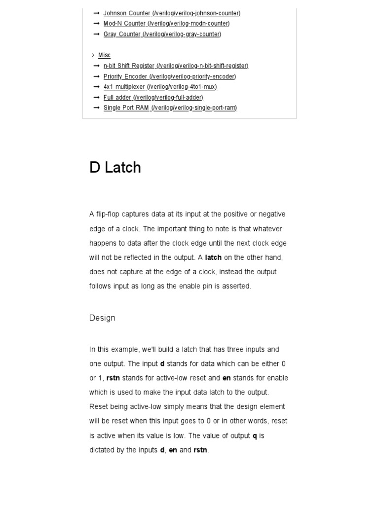 D Latch | PDF | Electronic Design | Computer Science
