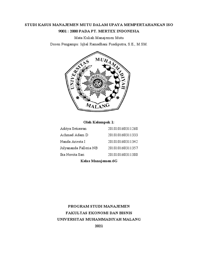 Kelompok 1 - Studi Kasus - Manajemen Mutu 6G | PDF | Bisnis ...